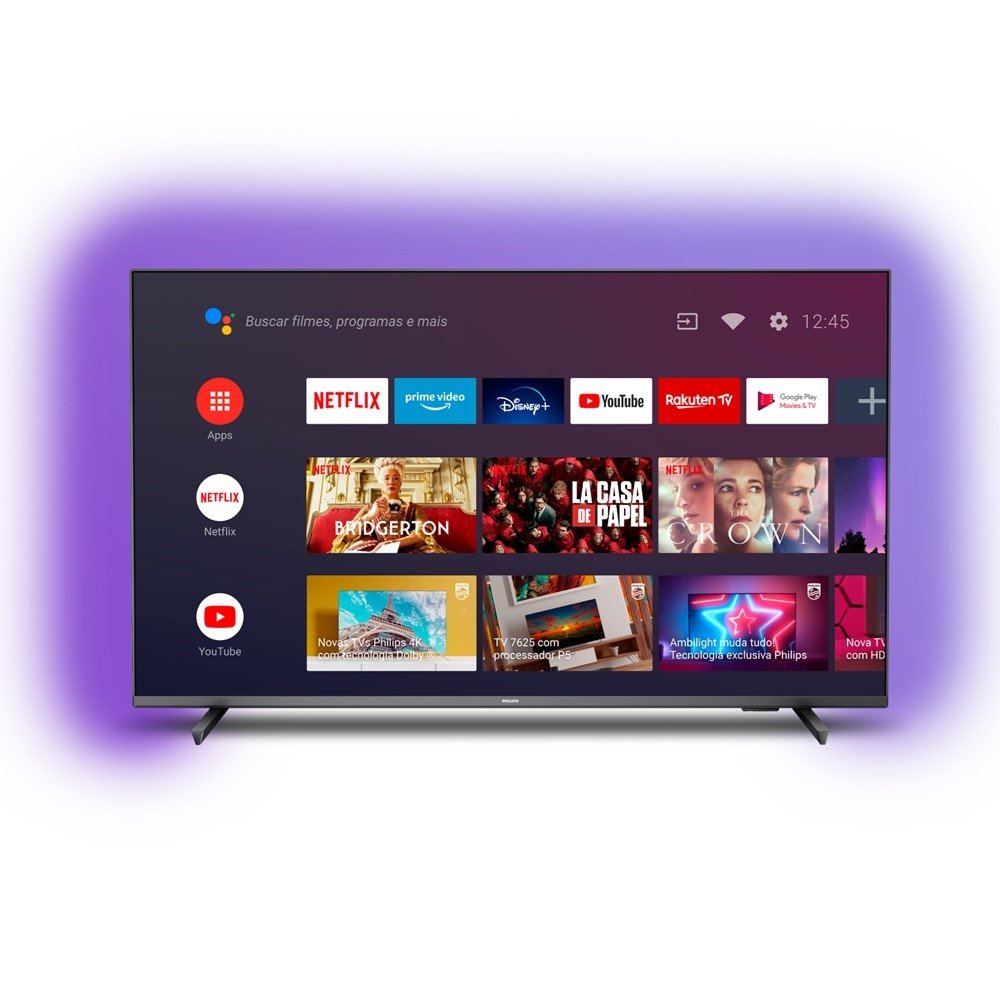 Smart TV Philips 55" PUG7906 4K Android TV Ambilight 3 Lados Controle ...