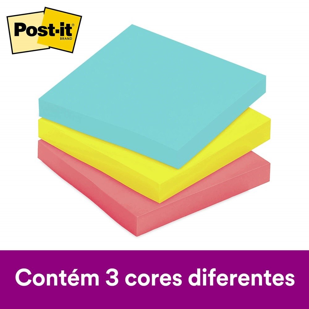 Bloco de Notas Adesivas 3M Post-it Supernova Cores Sortidas 76 mmx 76 ...